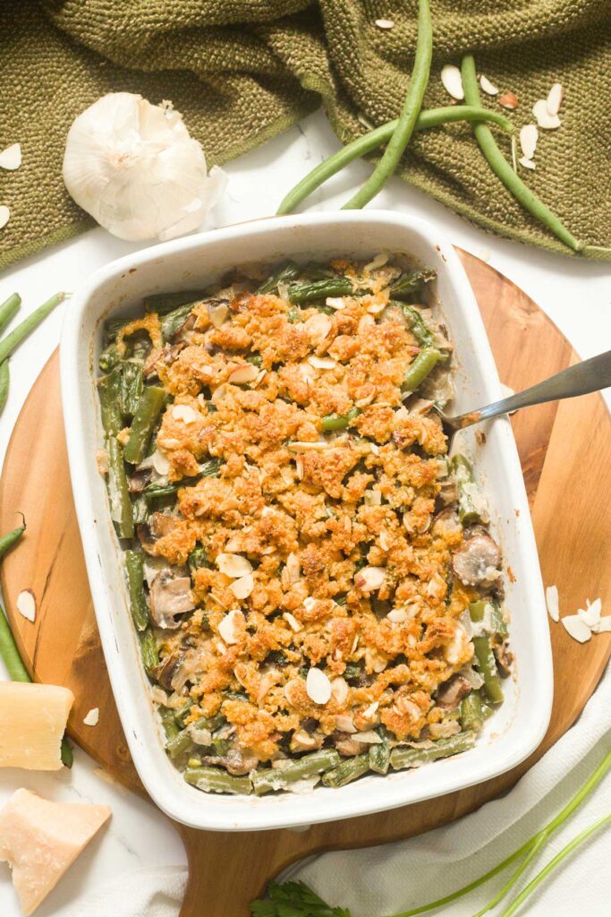Almond Flour Green Beans with Mushroom Cottage Cheese Sauce