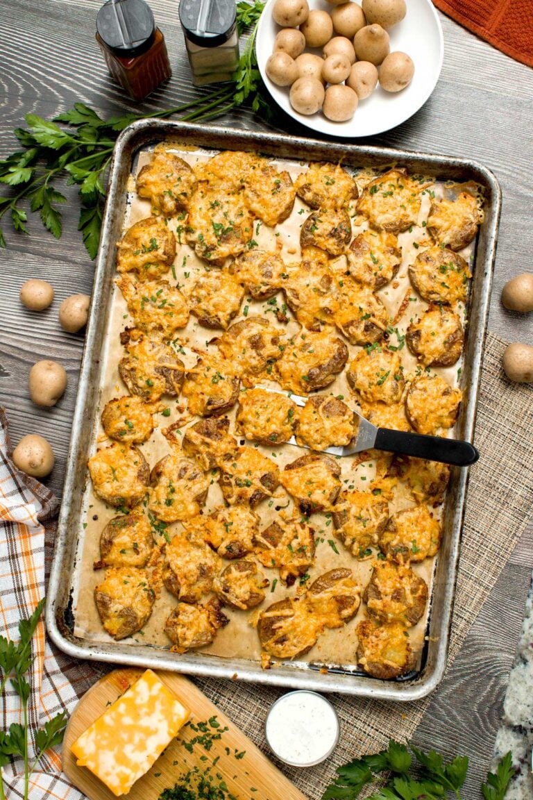 Crispy Cheesy Smashed Potatoes Recipe
