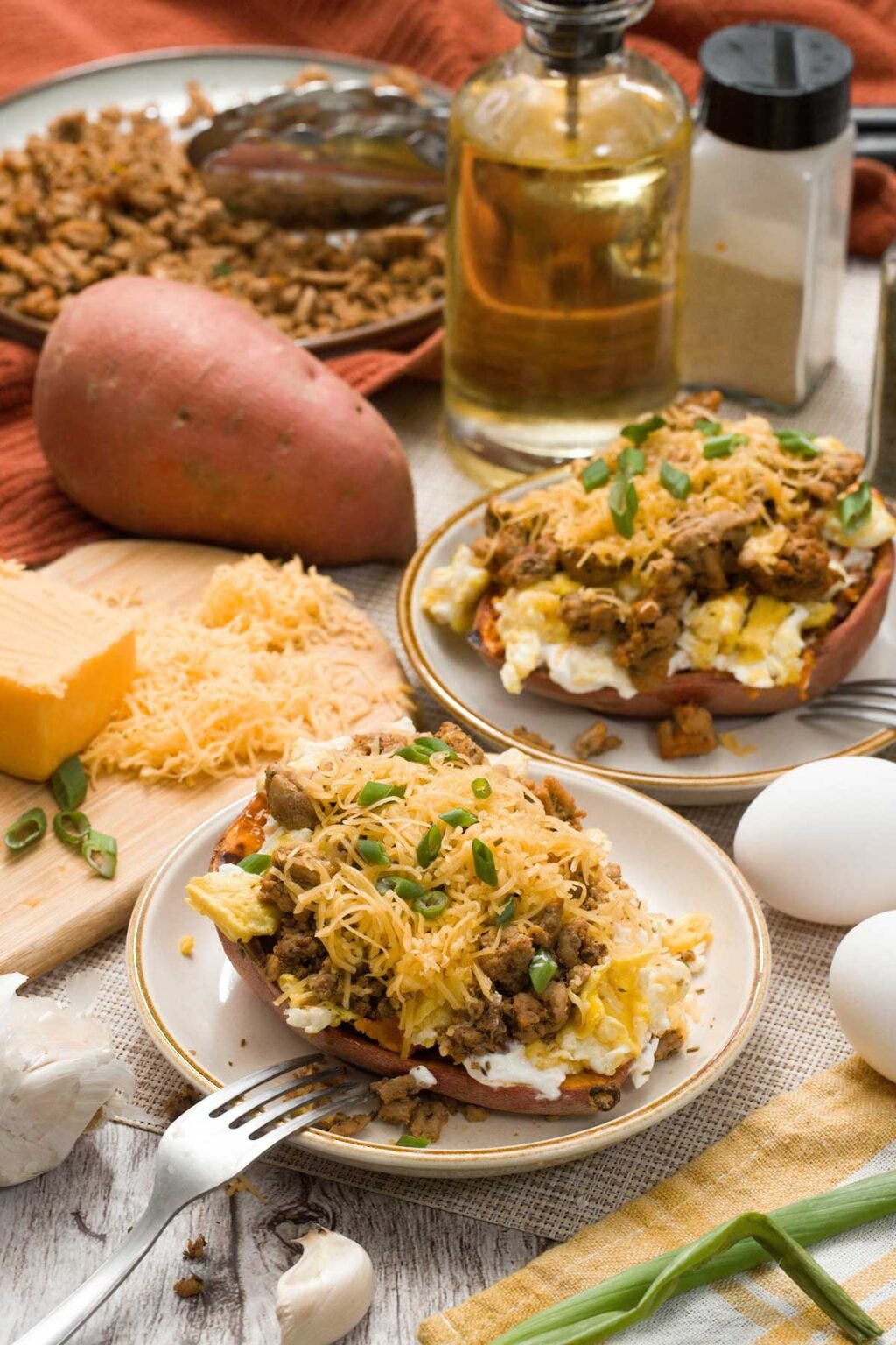 High-Protein Loaded Baked Sweet Potato (Breakfast)