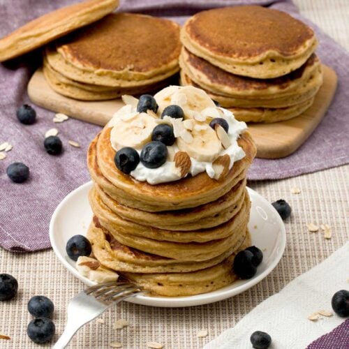 Oat Flour Protein Pancakes (Gluten-Free, Fluffy)