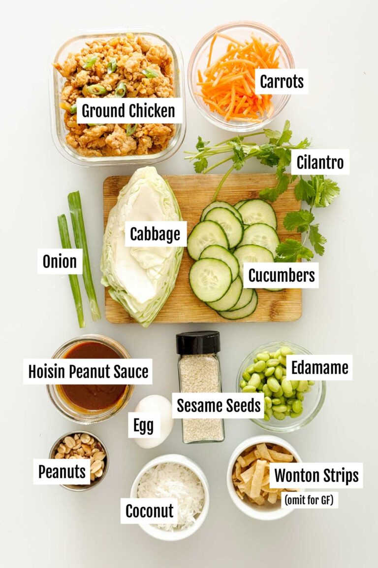Peanut Ground Chicken Spring Roll Bowls with Egg