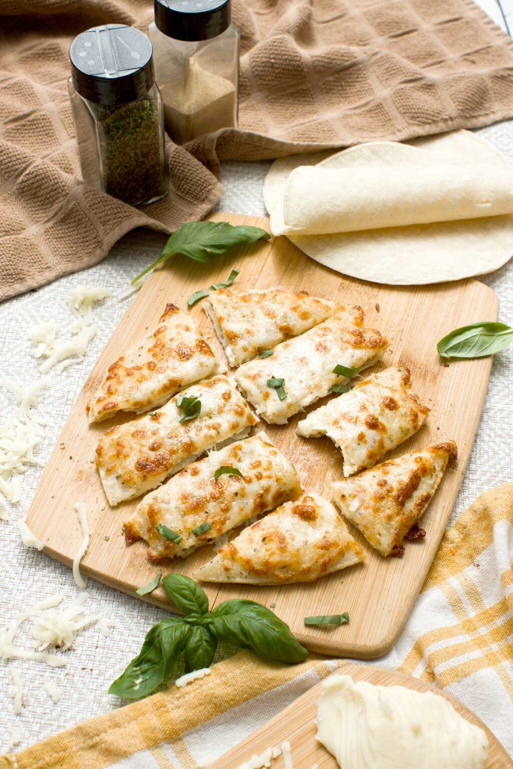 Tortilla Garlic Bread with Cottage Cheese (GF Option)